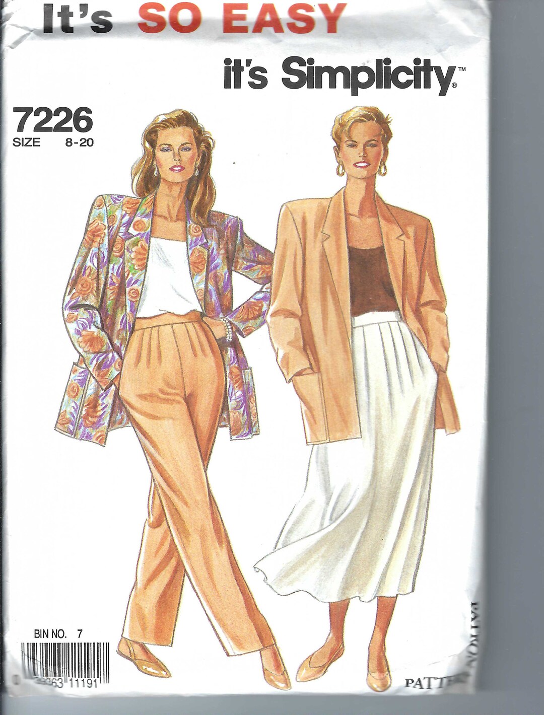 Uncut Vintage Simplicity Sewing Pattern 7226 It's so Easy Misses ...