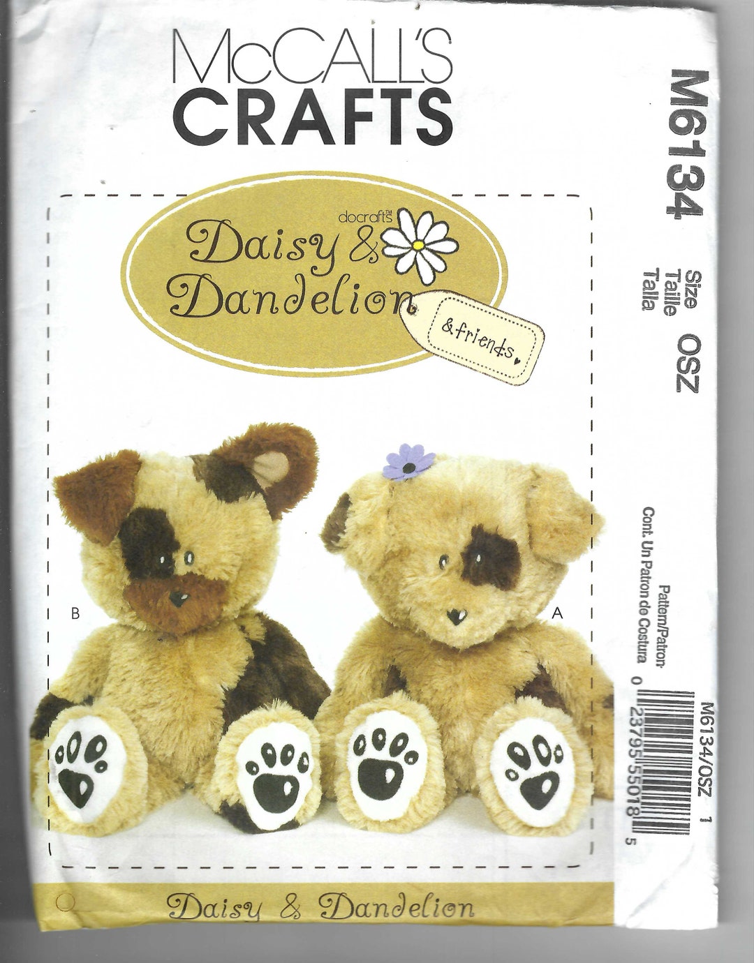 Uncut Mccall's Sewing Pattern 6134 Daisy & Dandelion Plush Dog Pattern ...