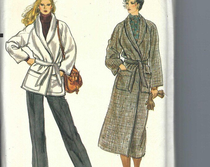 Uncut Vintage Vogue Sewing Pattern Coat Jacket Belt Trench Long Wrap ...