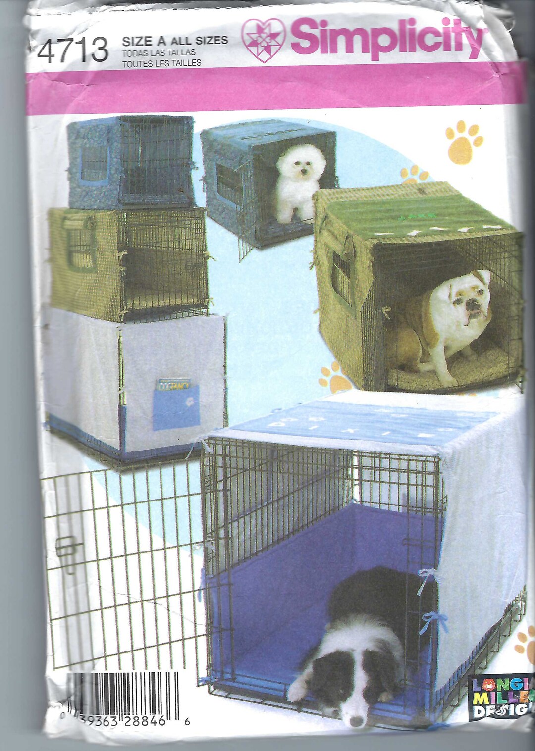 Uncut Simplicity Sewing Pattern 4713 Pattern Small Large Pet Dog Kennel ...