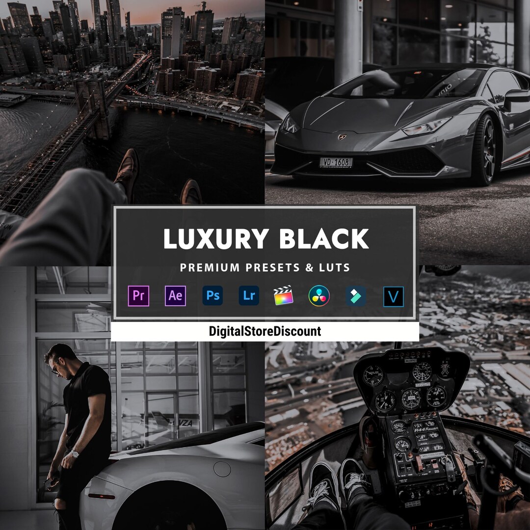 6 Luxury Black Presets and Luts: Photo & Video Filters (PC and Mobile ...