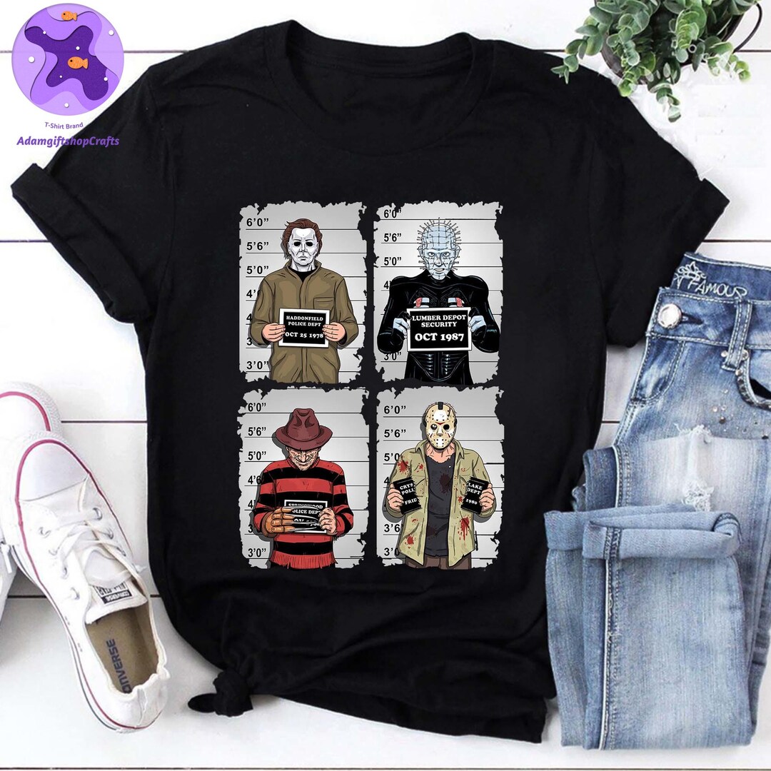 Horror Mugshot Horror Movie Characters Halloween Spooky 80s Unisex T ...