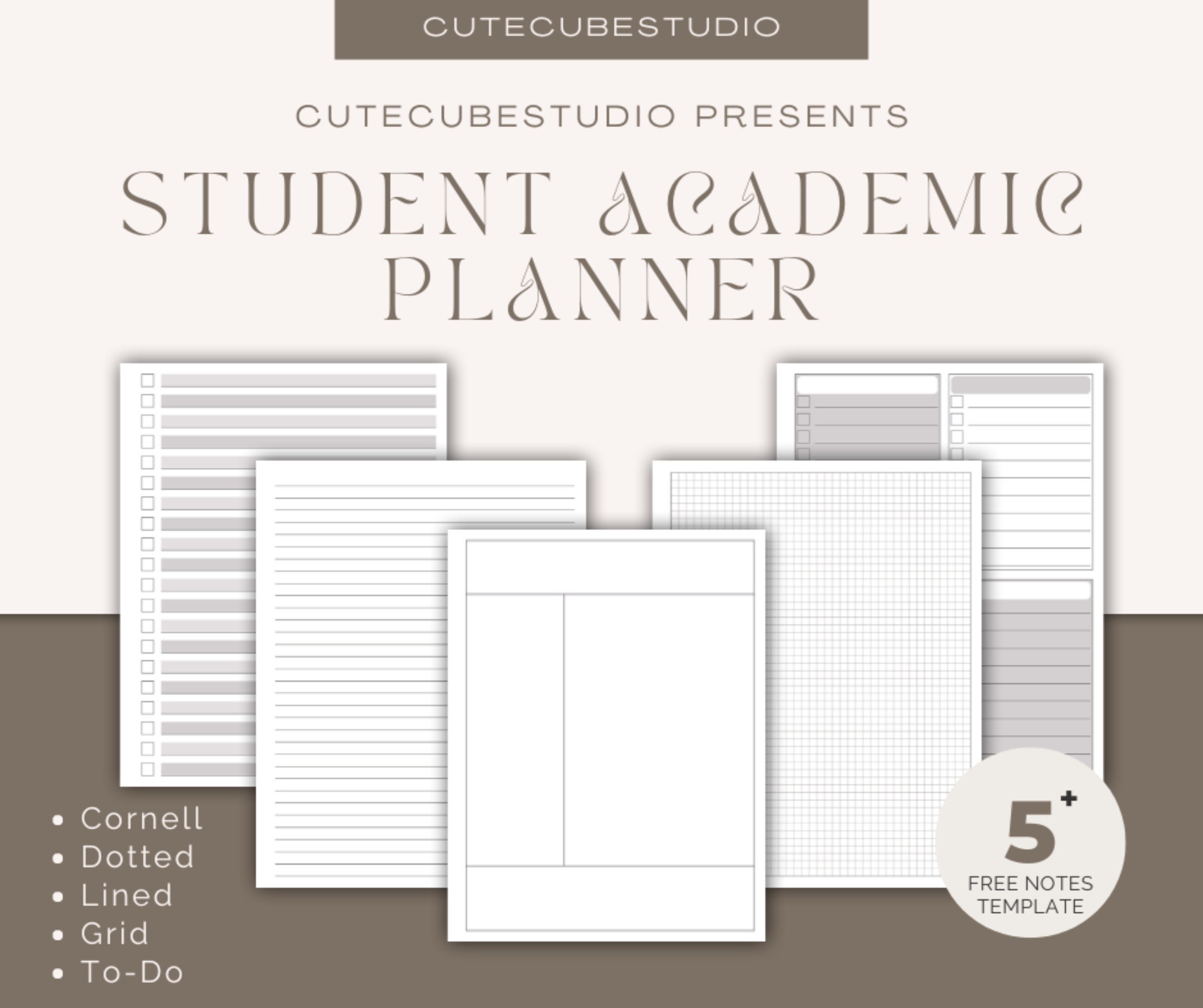 Printable Academic Planner Template for Student, Term Register, Course ...