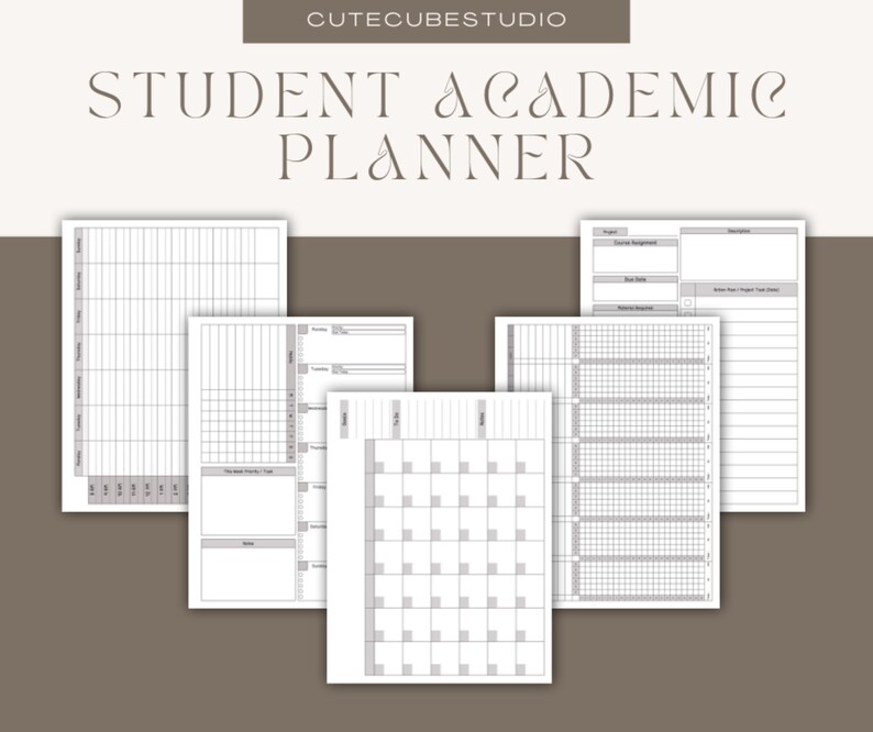 Printable Academic Planner Template for Student, Term Register, Course ...