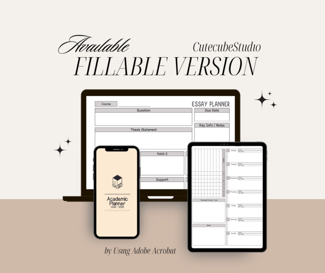 Printable Academic Planner Template for Student, Term Register, Course ...