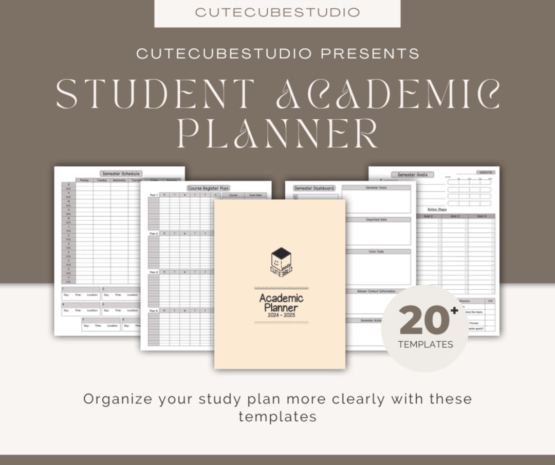 Printable Academic Planner Template for Student, Term Register, Course ...