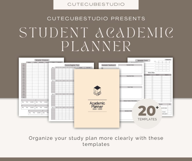 Printable Academic Planner Template for Student, Term Register, Course ...