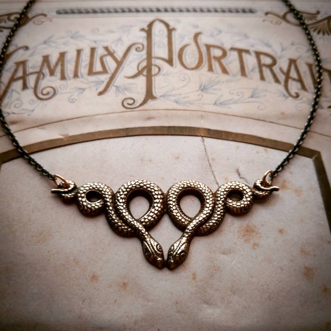 Serpent Necklace ... Brass Double Snakes - Etsy