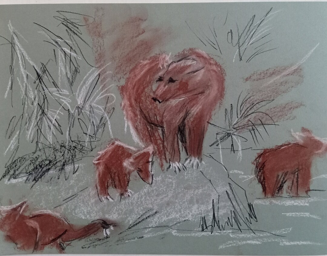 Mother and 3 Cubs, 20 Seconds Later - Brown Bears of Katmai - Etsy