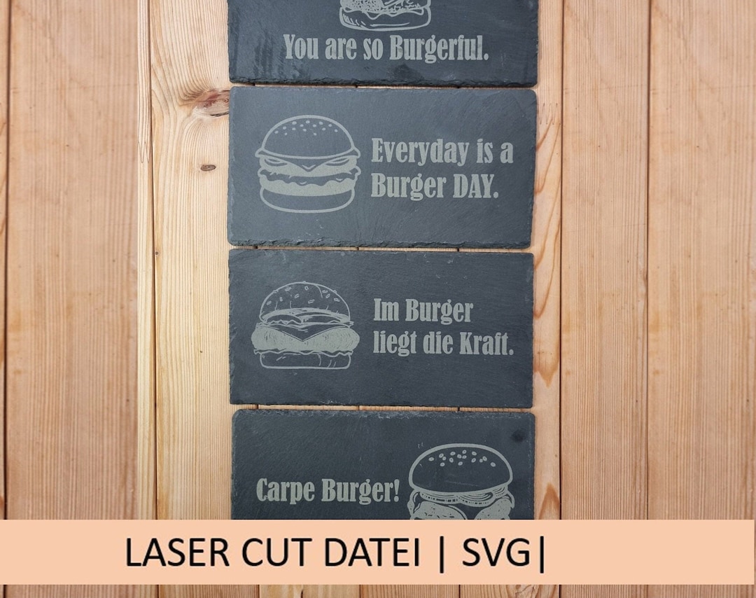 Serving Plate With Burger Motifs LASER CUT Template Slate Plates Gift ...