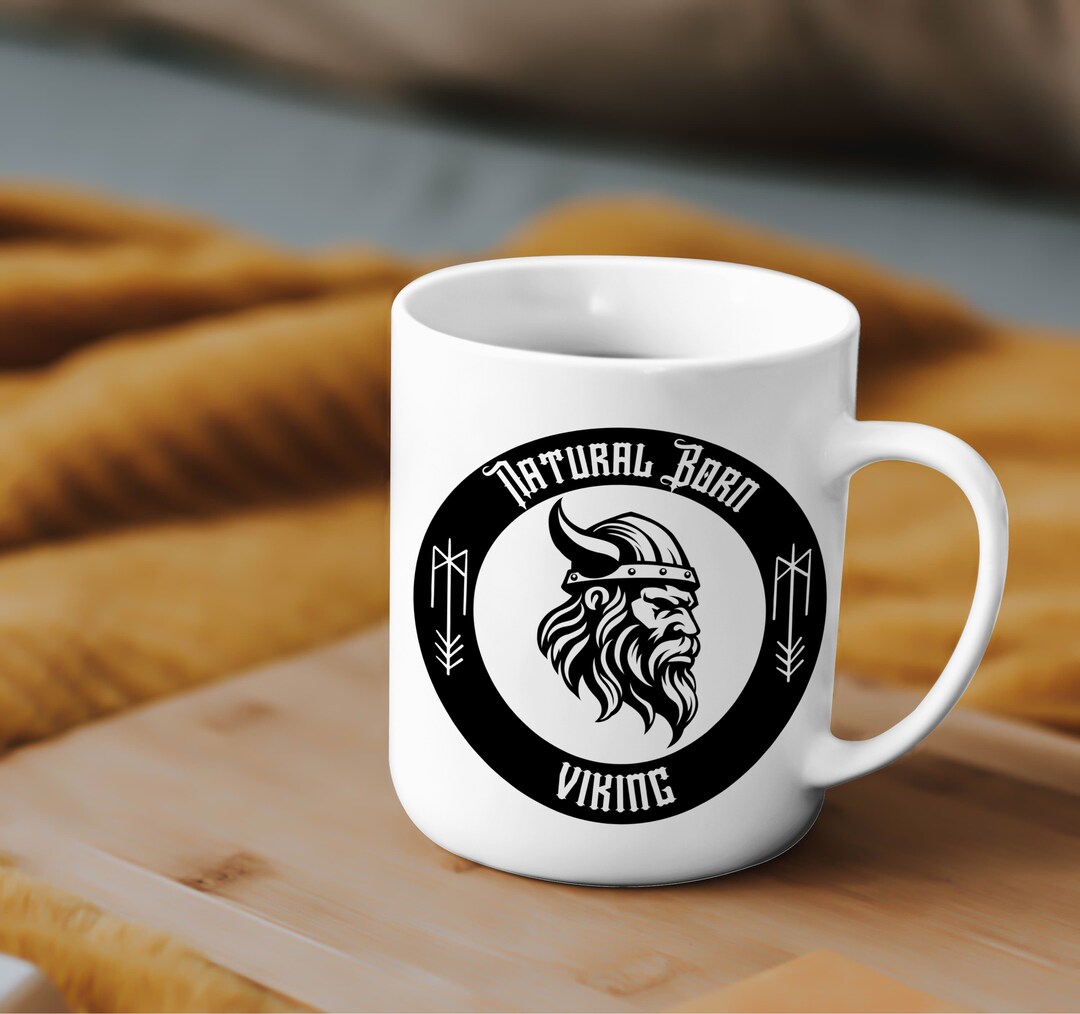 Wikinger Tasse mit Spruch Natural Born Viking Geschenk Kaffeetasse weiß ...