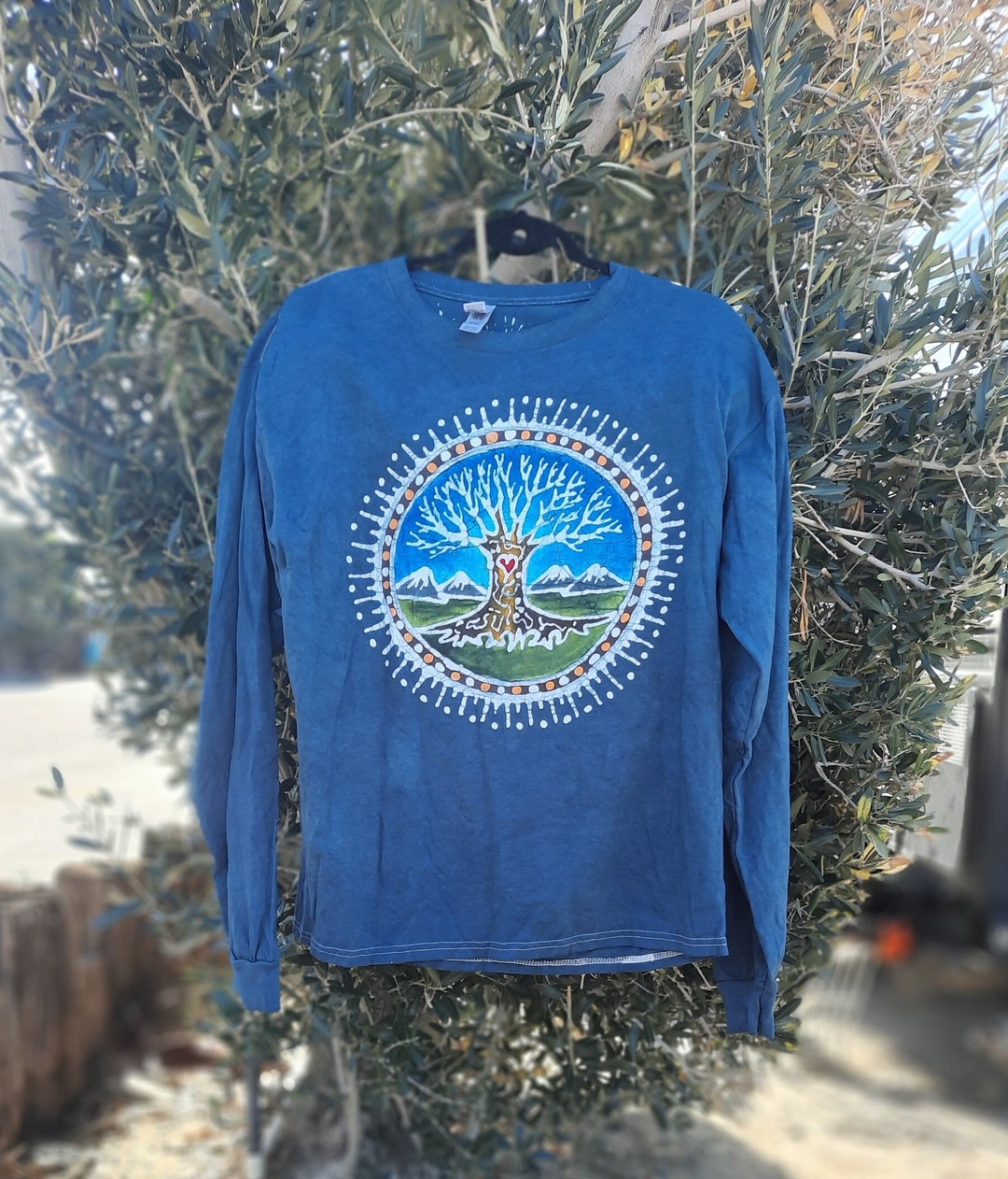 Adult Large Batik Tree of Life Long Sleeve T Shirt - Etsy