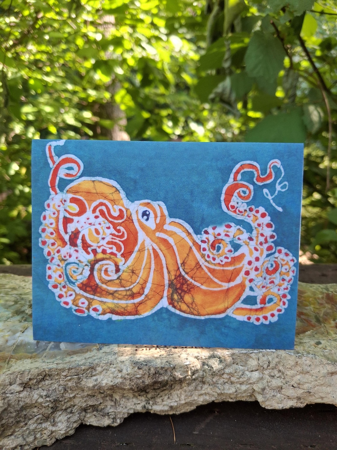 Handmade Batik Octopus Note Card: Ocean Thank You Card - Etsy