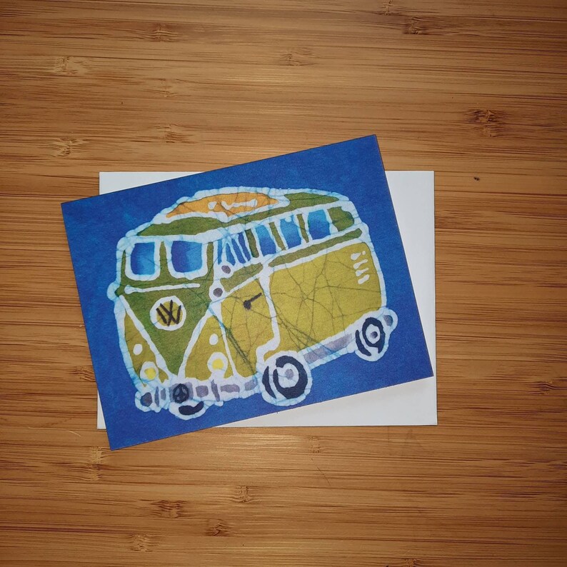 Hippie Van Cardnote Cardbatik Card Batik Note Card Hippie - Etsy