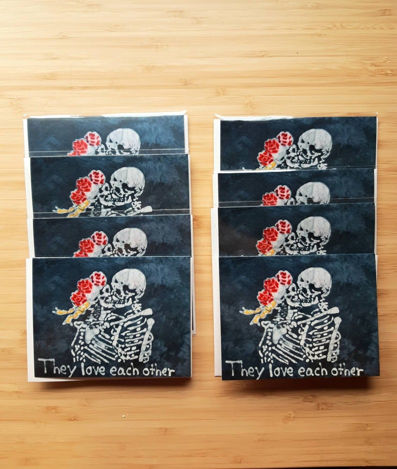 Skeleton's Kissing Card/Anniversary Card/Note Card/ Batik | Etsy