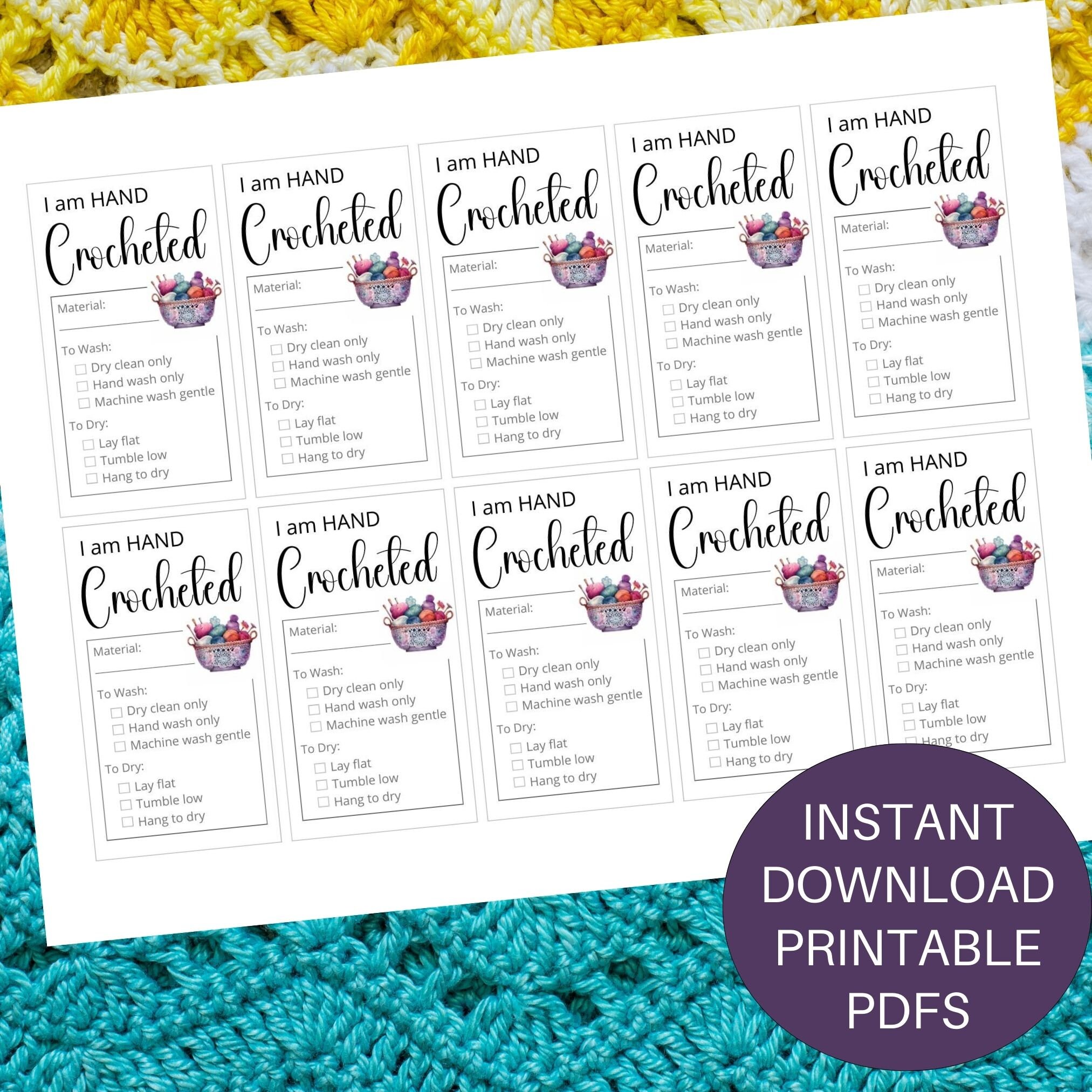 Printable Care Tag for Handmade CROCHET Gifts I Am Hand Crocheted Gift ...