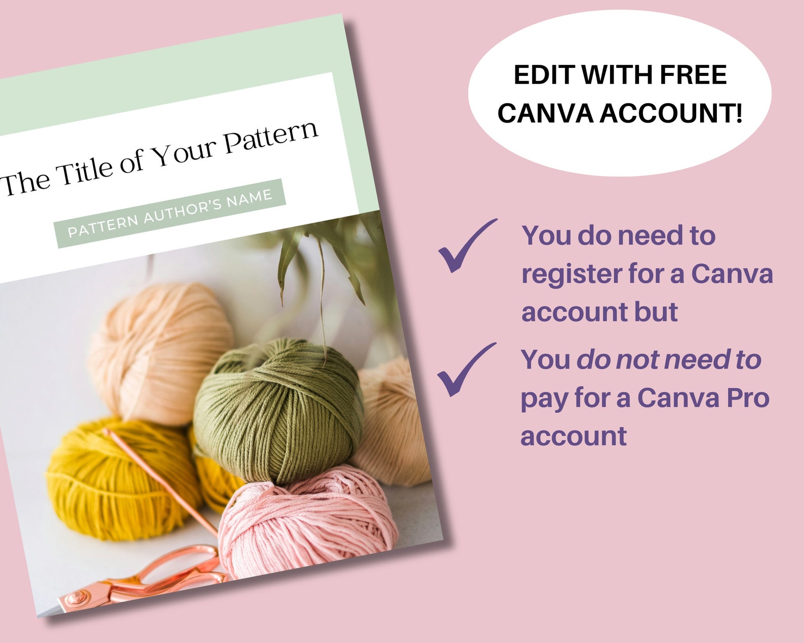 Crochet Pattern Template, Editable Canva Design Tools to Customize Your ...