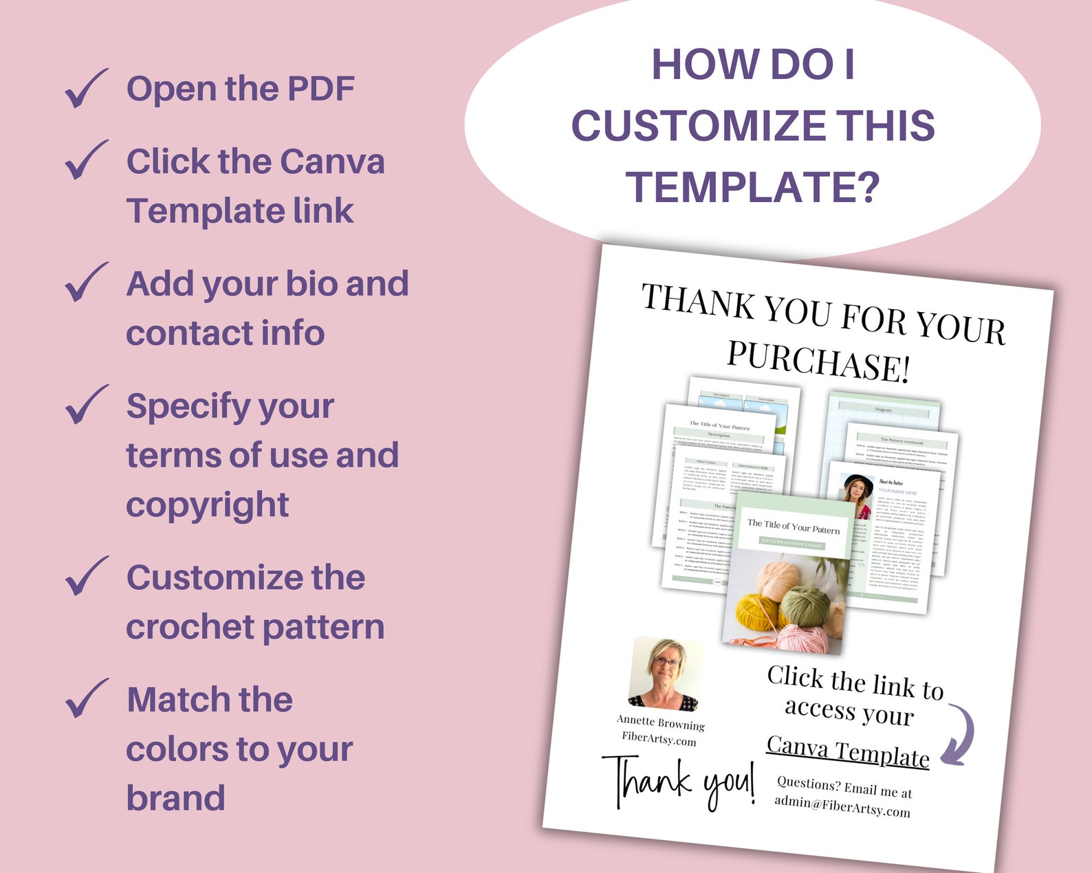 Crochet Pattern Template, Editable Canva Design Tools to Customize Your ...