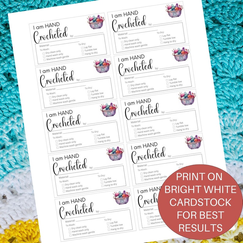 Printable Care Tag for Handmade CROCHET Gifts ~ I Am Hand Crocheted ...