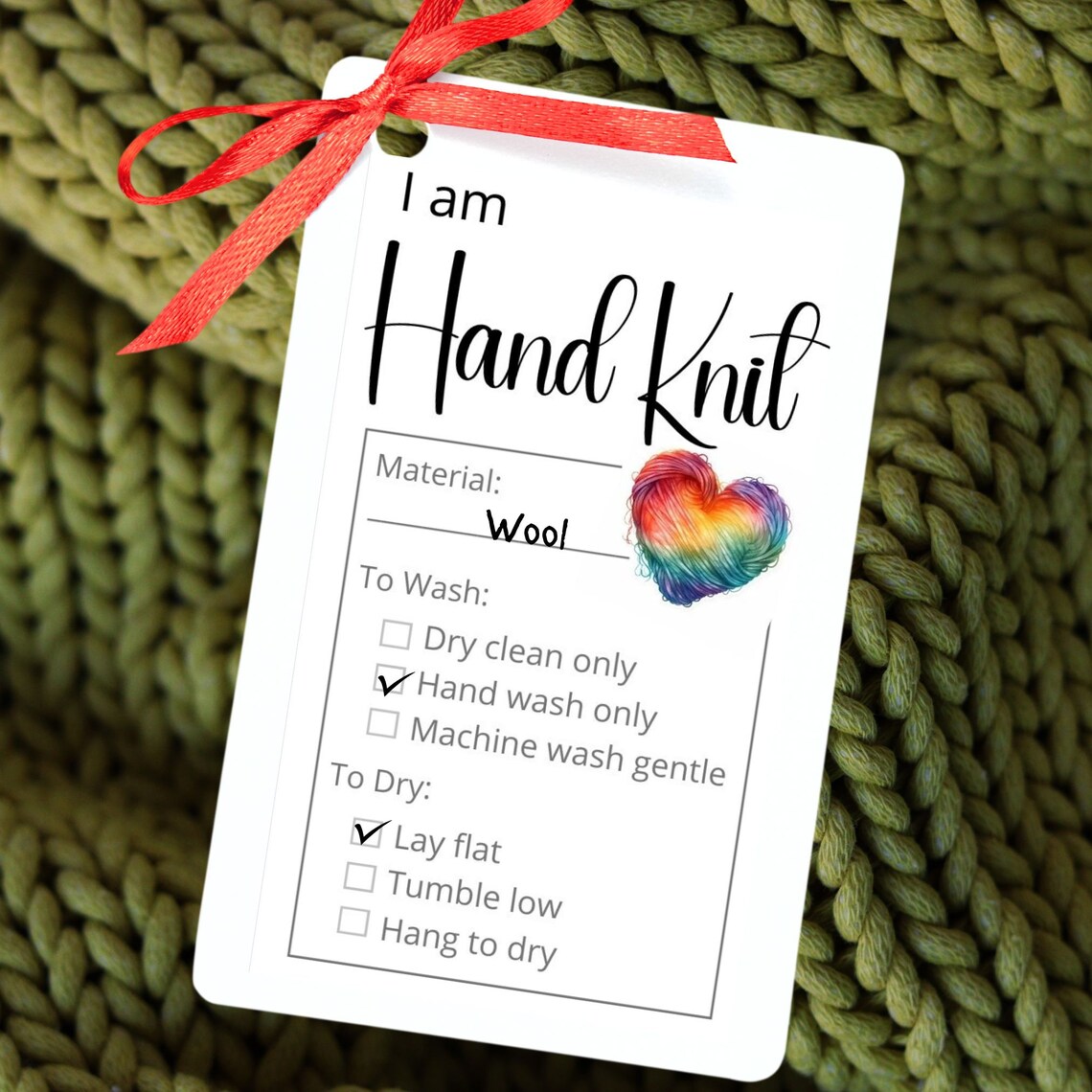 Printable Care Tag for Handmade Knit Item ~ I Am Hand Knit Gift Labels ...