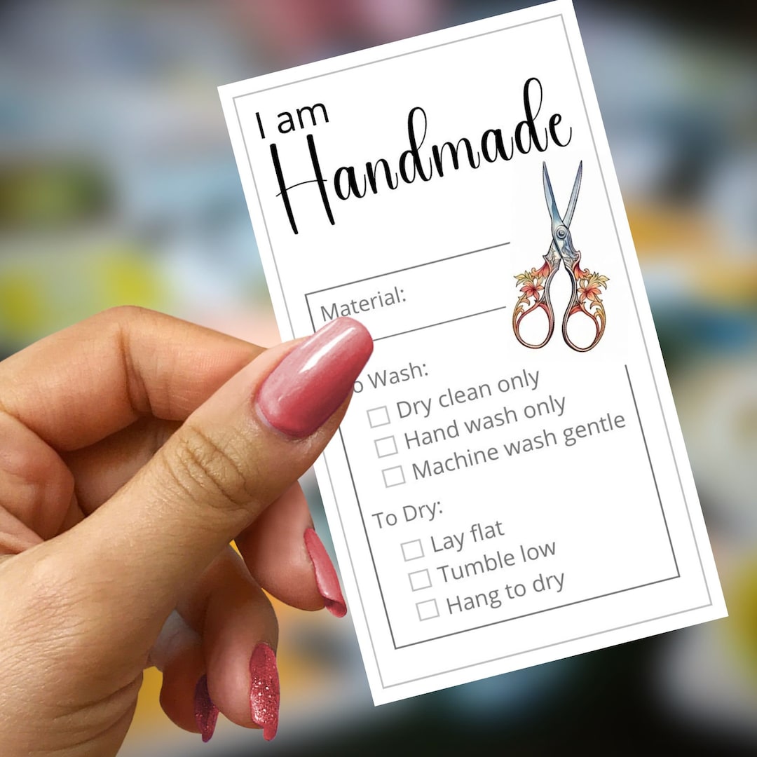 IM HANDMADE Printable Care Tag for Hand Crafted Gifts ~ Laundry Washing ...