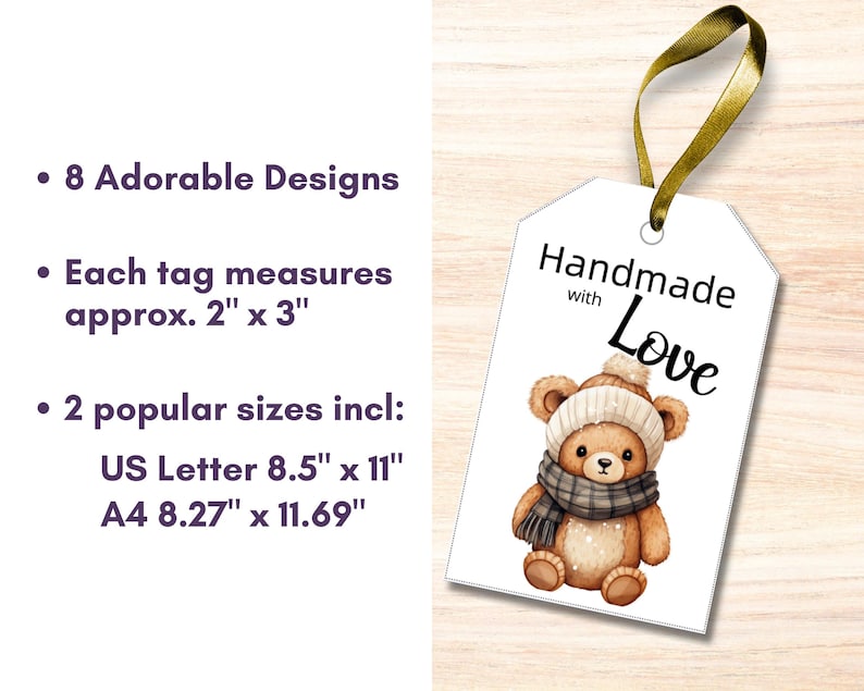 Handmade With Love Tags, Gift Tags for Hand Knit Crochet Christmas ...