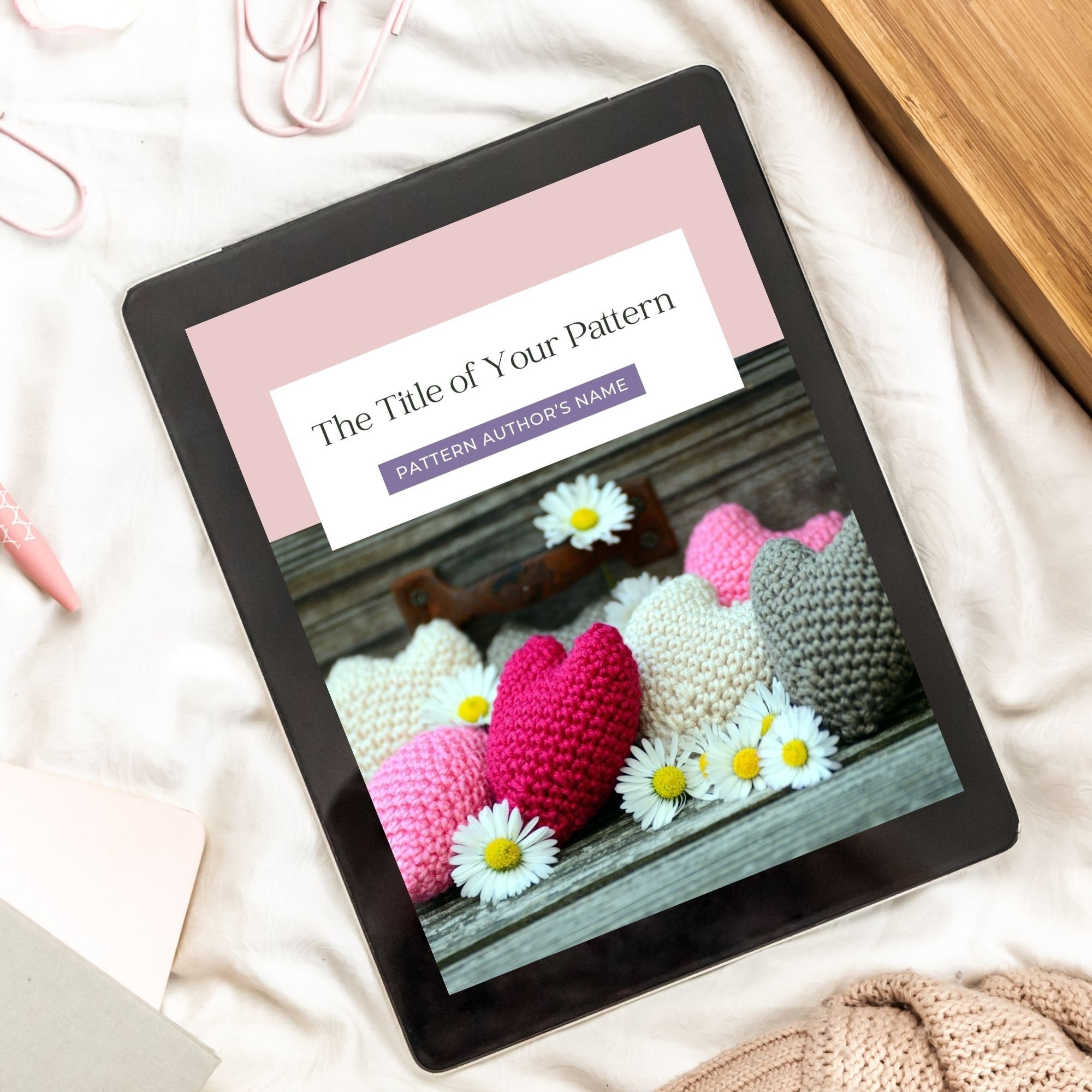 Crochet Pattern Template Editable Canva Planner for Crochet Designers Crocheted Design Tools to ...