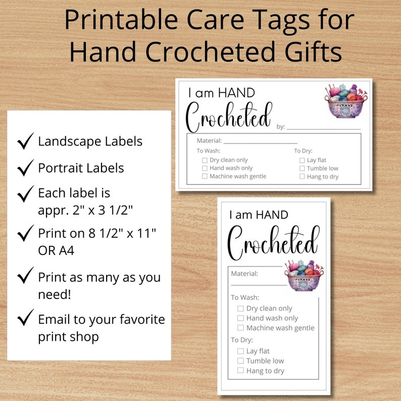 Printable Care Tag for Handmade CROCHET Gifts ~ I Am Hand Crocheted ...