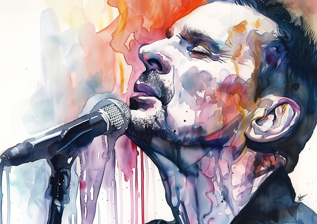 Depeche Mode Watercolor Art Print, Dave Gahan Singing, AI Created ...
