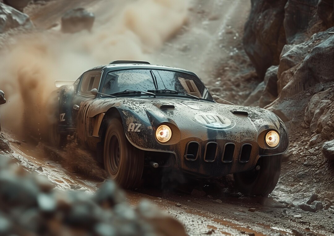 Futuristic Rally Car Drifting Digital Art Print High-speed Off-road ...