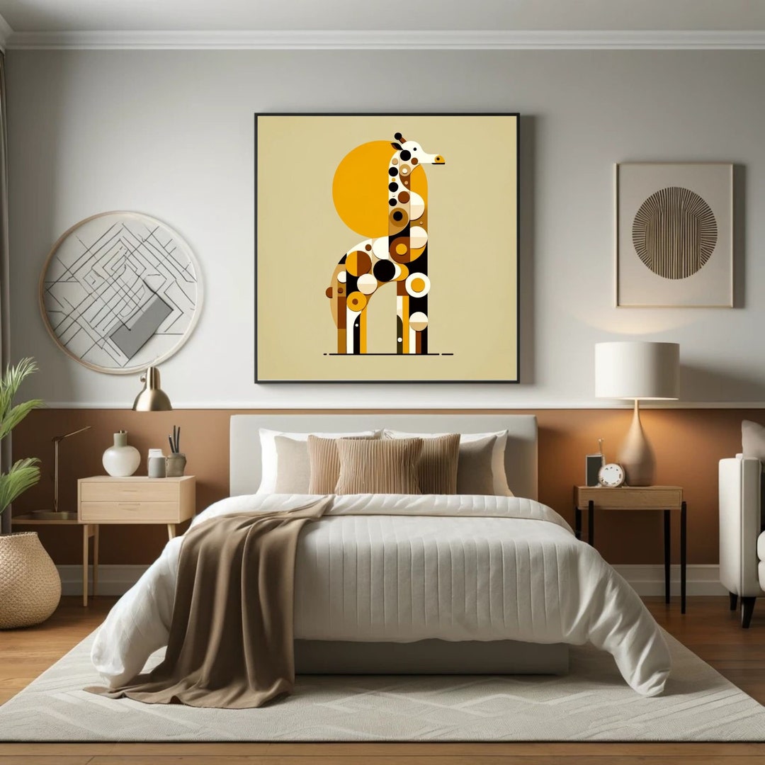Geometric Giraffe Printable Art Minimalist Animal Wall Decor Modern ...