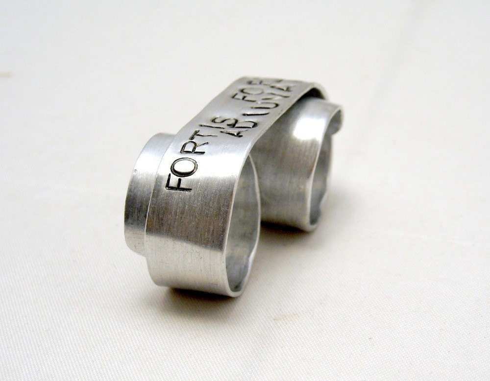 Custom Silver Two Finger Ring Fortune Favors the Brave - Etsy