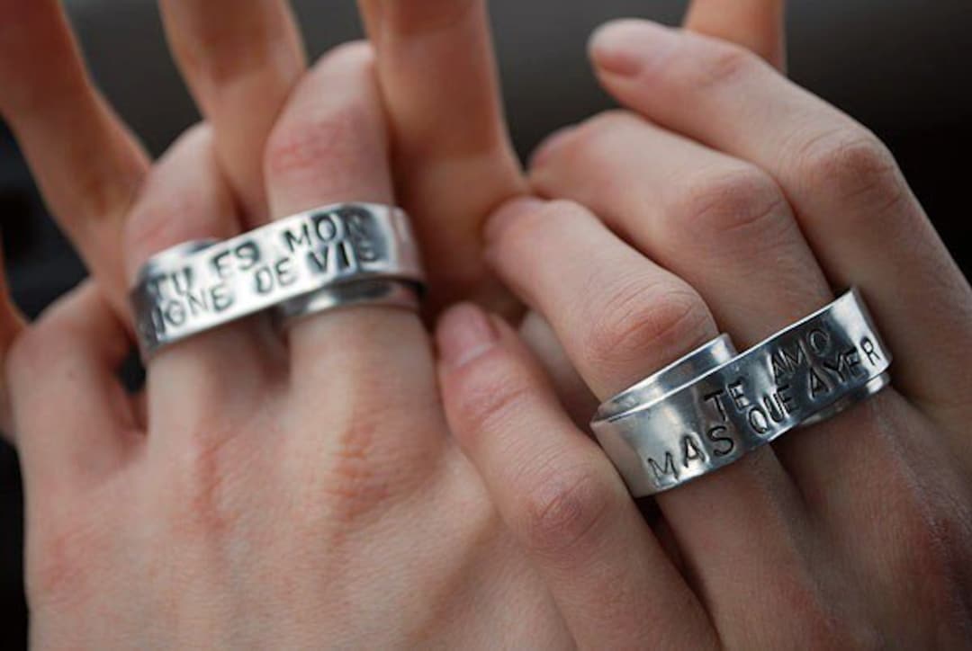 Custom Two Finger Ring - Strength, Personalise Ring, Modern Brass ...