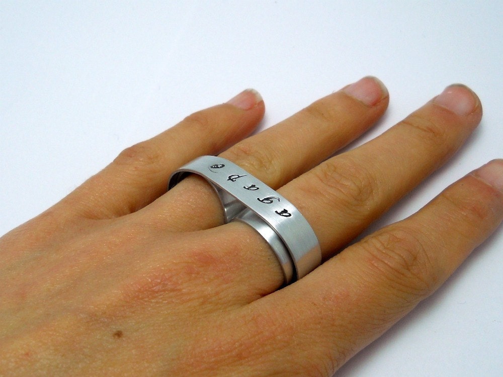 Agape Two Finger Ring Custom Stamped Double Ring Silver - Etsy