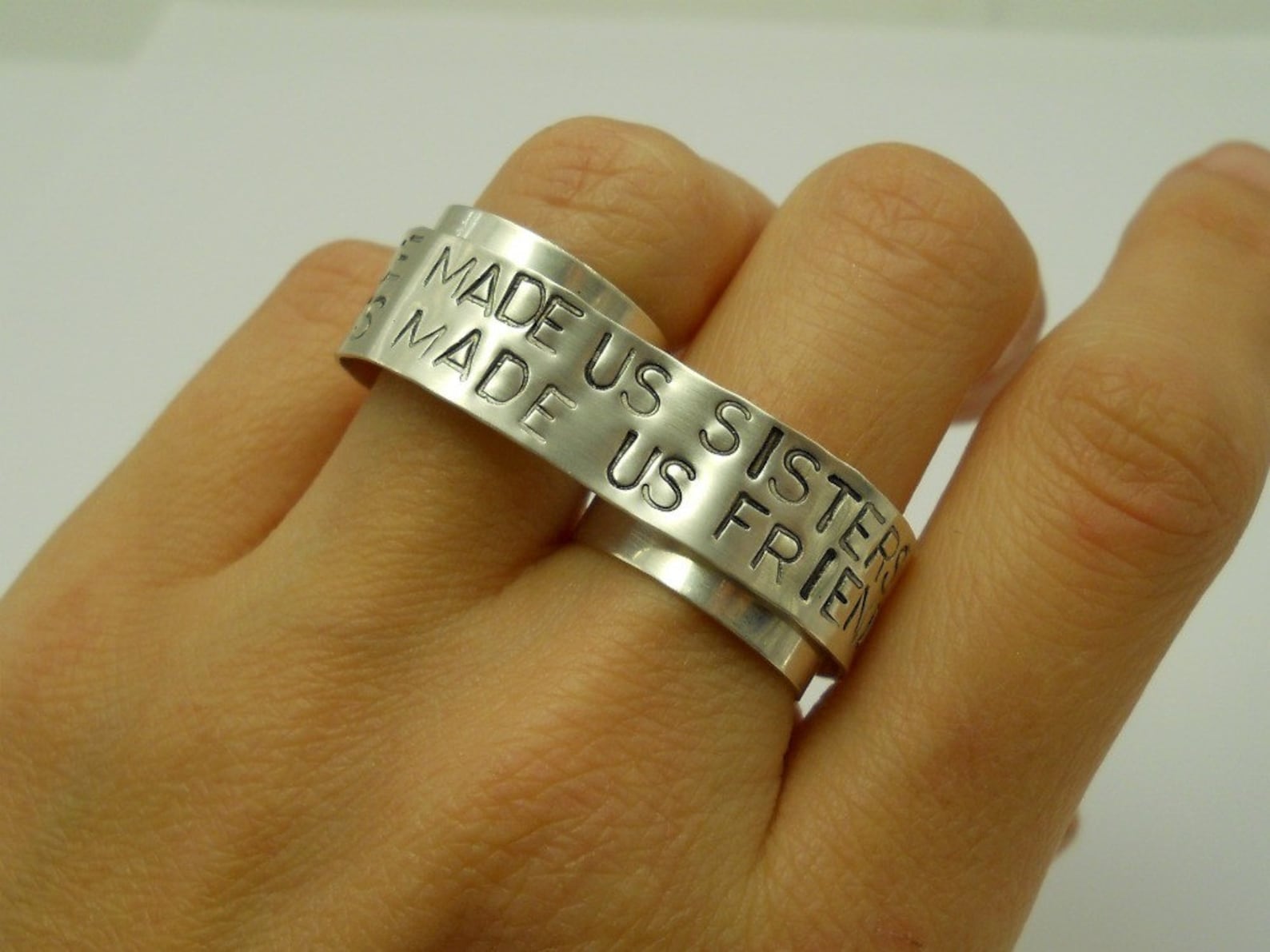 Sterling Personalized Ring Two Finger Ring Custom Sterling - Etsy