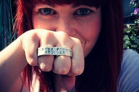 Custom Silver Two Finger Ring Fortune Favors the Brave - Etsy