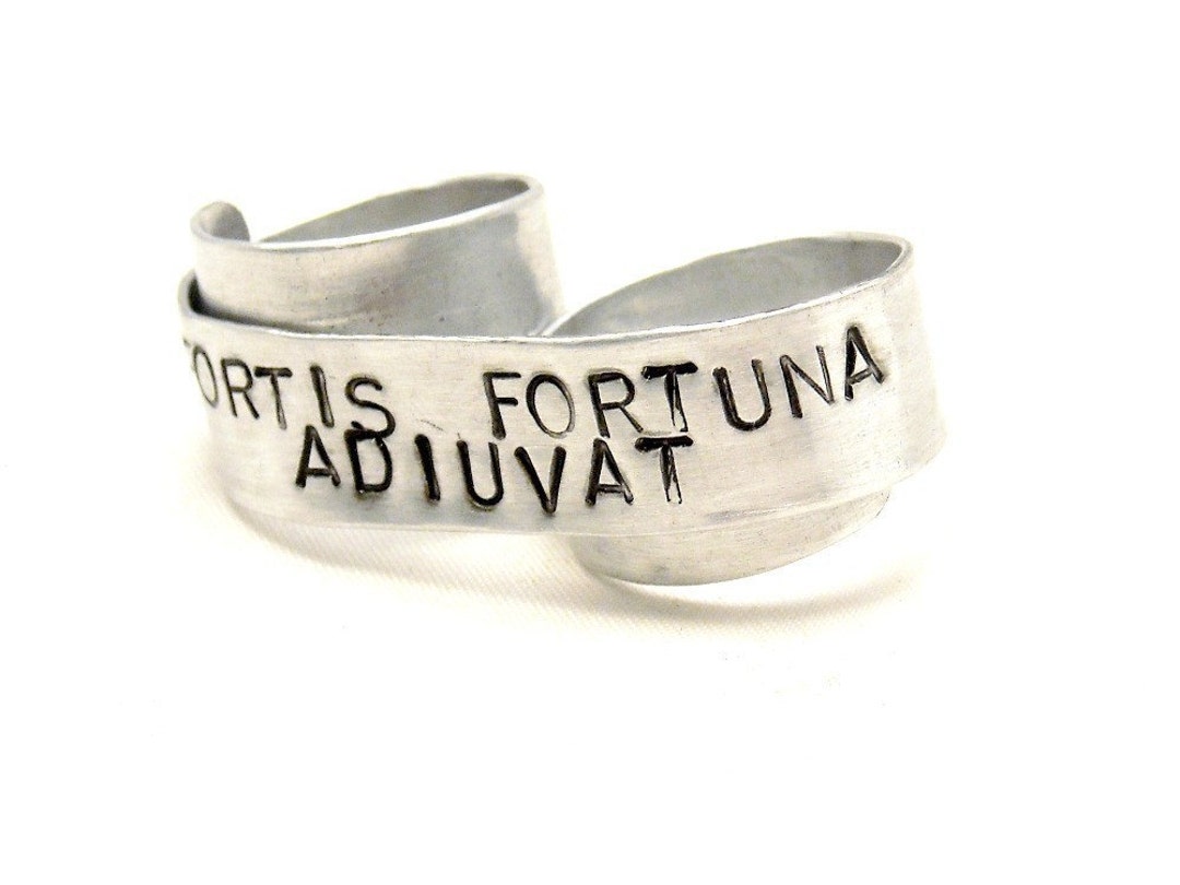 Custom Silver Two Finger Ring - Fortune Favors the Brave - Etsy