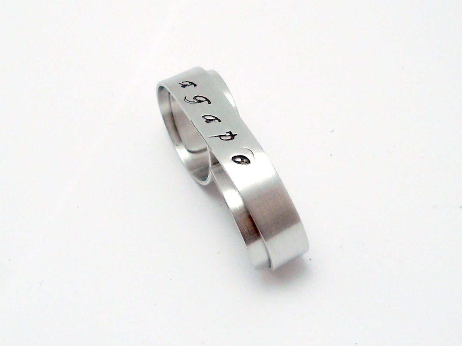 Agape Two Finger Ring Custom Stamped Double Ring Silver - Etsy
