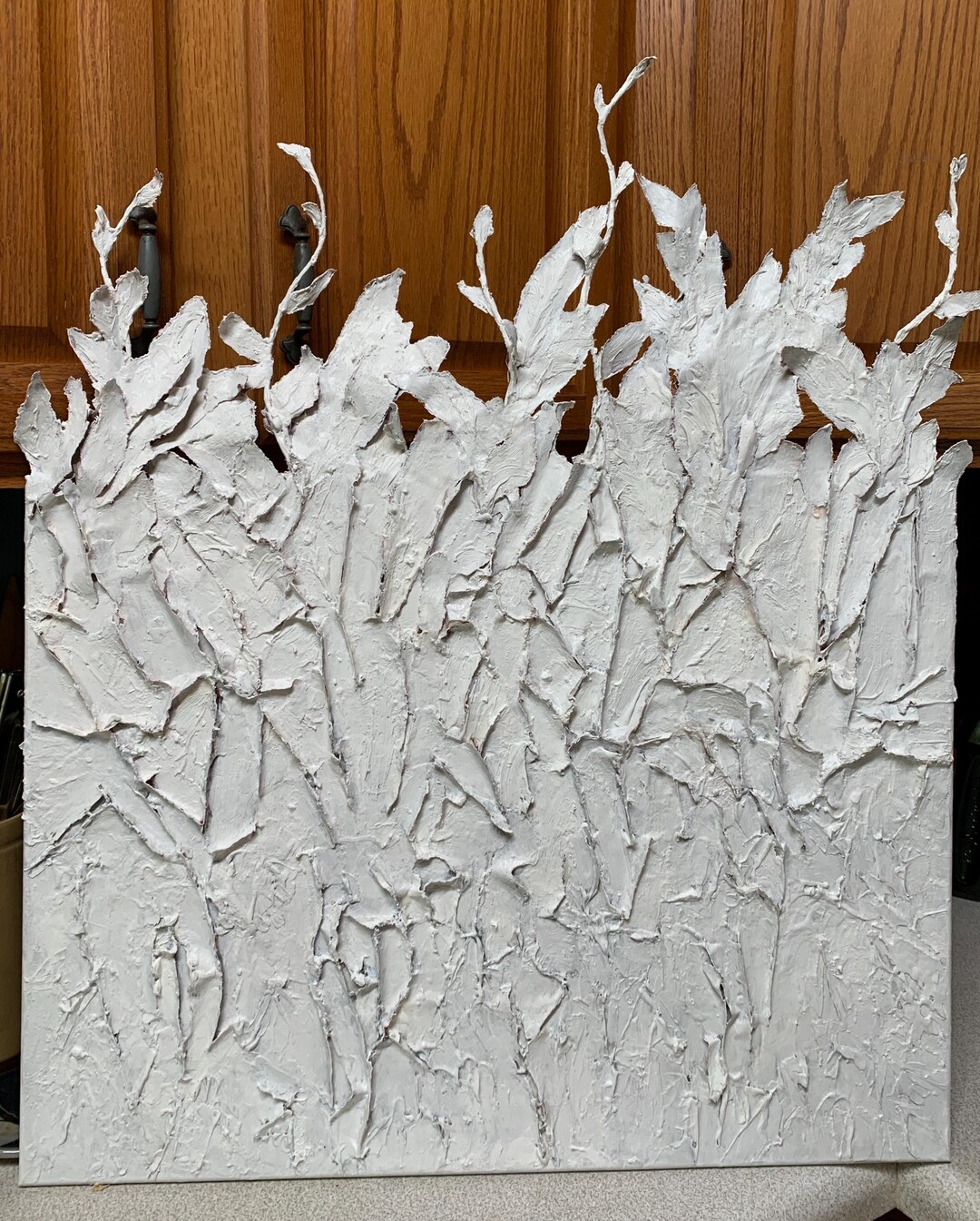 Sculptural Wall Art, Large Paper Mache Wall Decor, Leaves and Vines ...