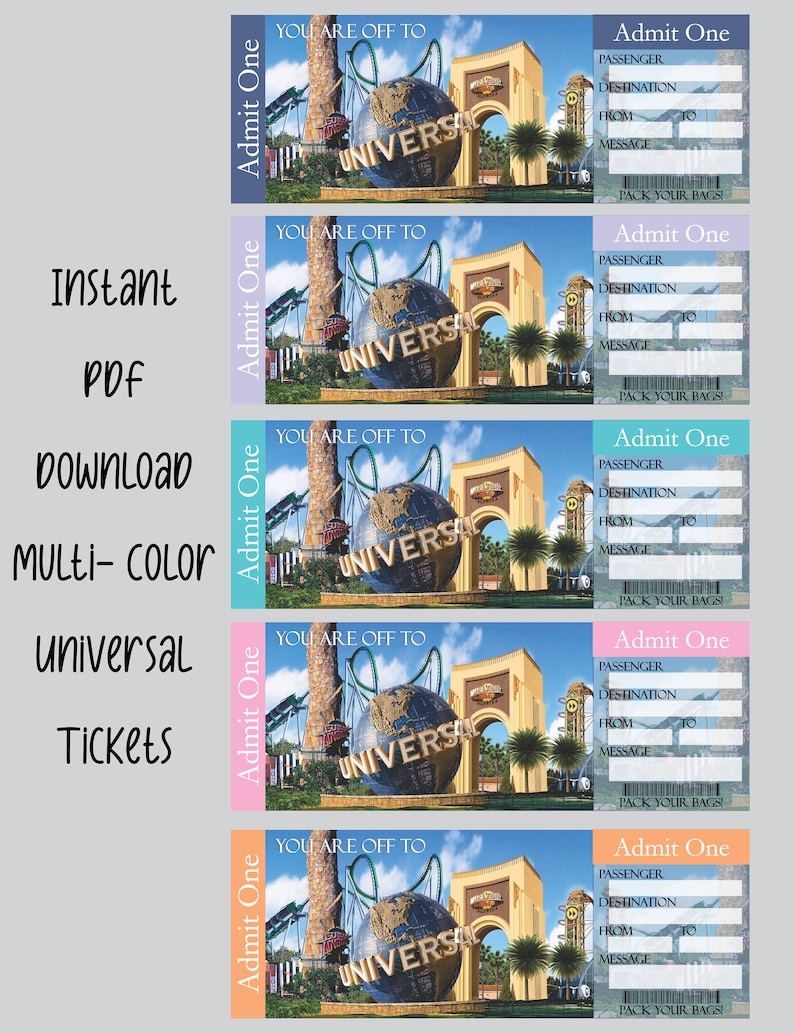 Universal Trip Ticket - Multi Color - PDF Digital Download | Surprise ...