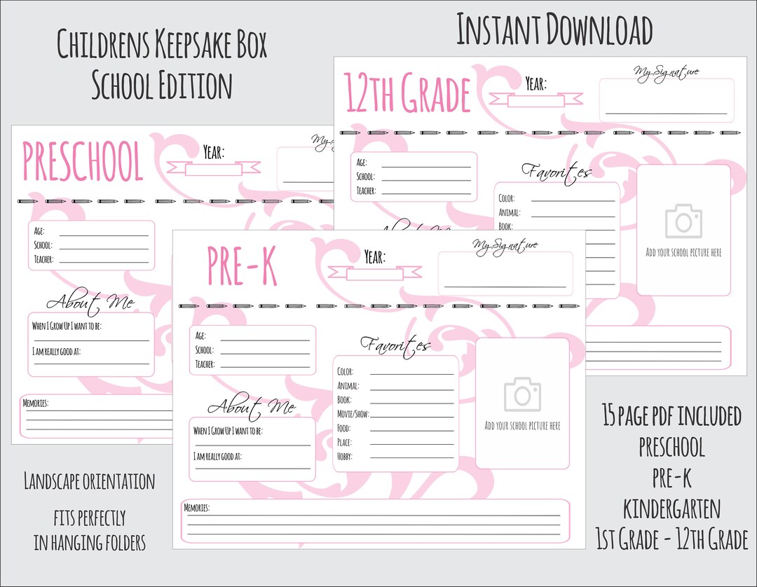 Pink Floral Theme | Printable Keepsake/memory Box Insert Page ...