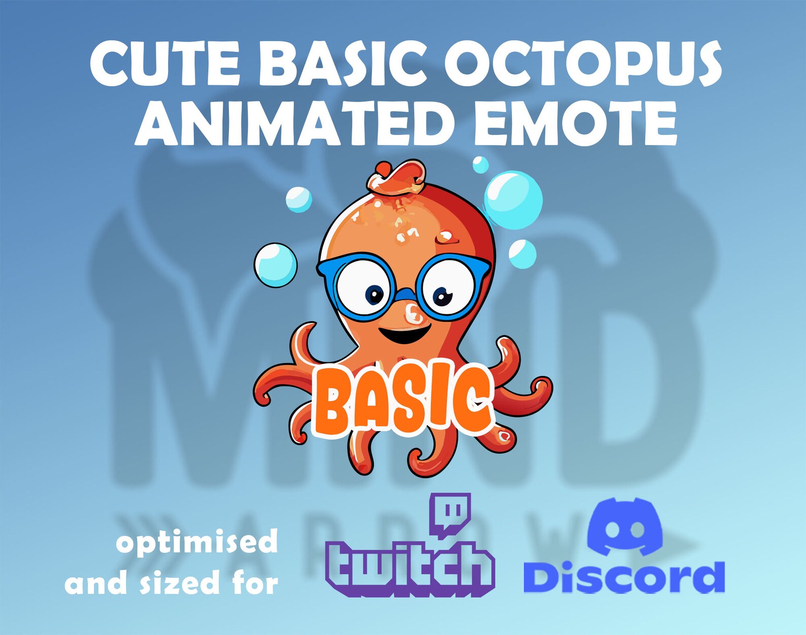 Animated Gif Emote СUTE BASIC OCTOPUS for Stream Twich Discord Alert ...
