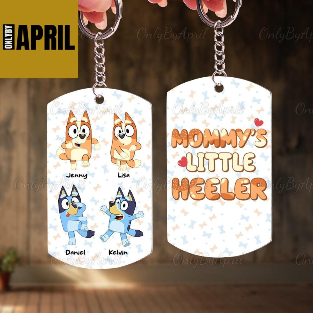 Personalized Bluey Cool Mom Club Keychain, Bluey and Bingo Keychain ...