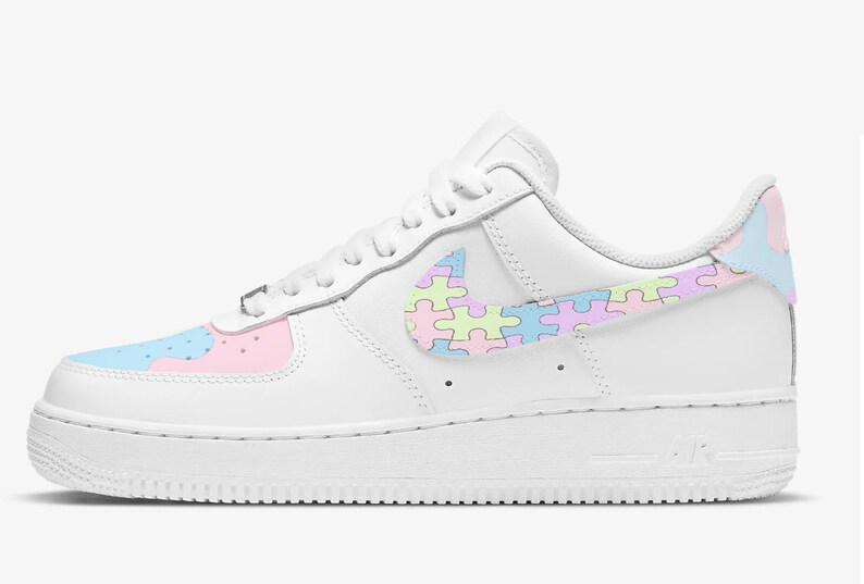Custom Air Force 1 Nike "autism Awareness" Sneakers AF1 Puzzle, Hand ...