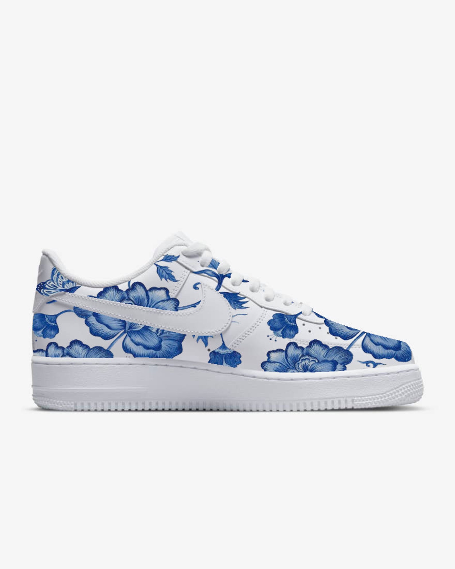 Air Force 1 Nike AF1 Customized Sneakers Women's Mens Blue Floral ...