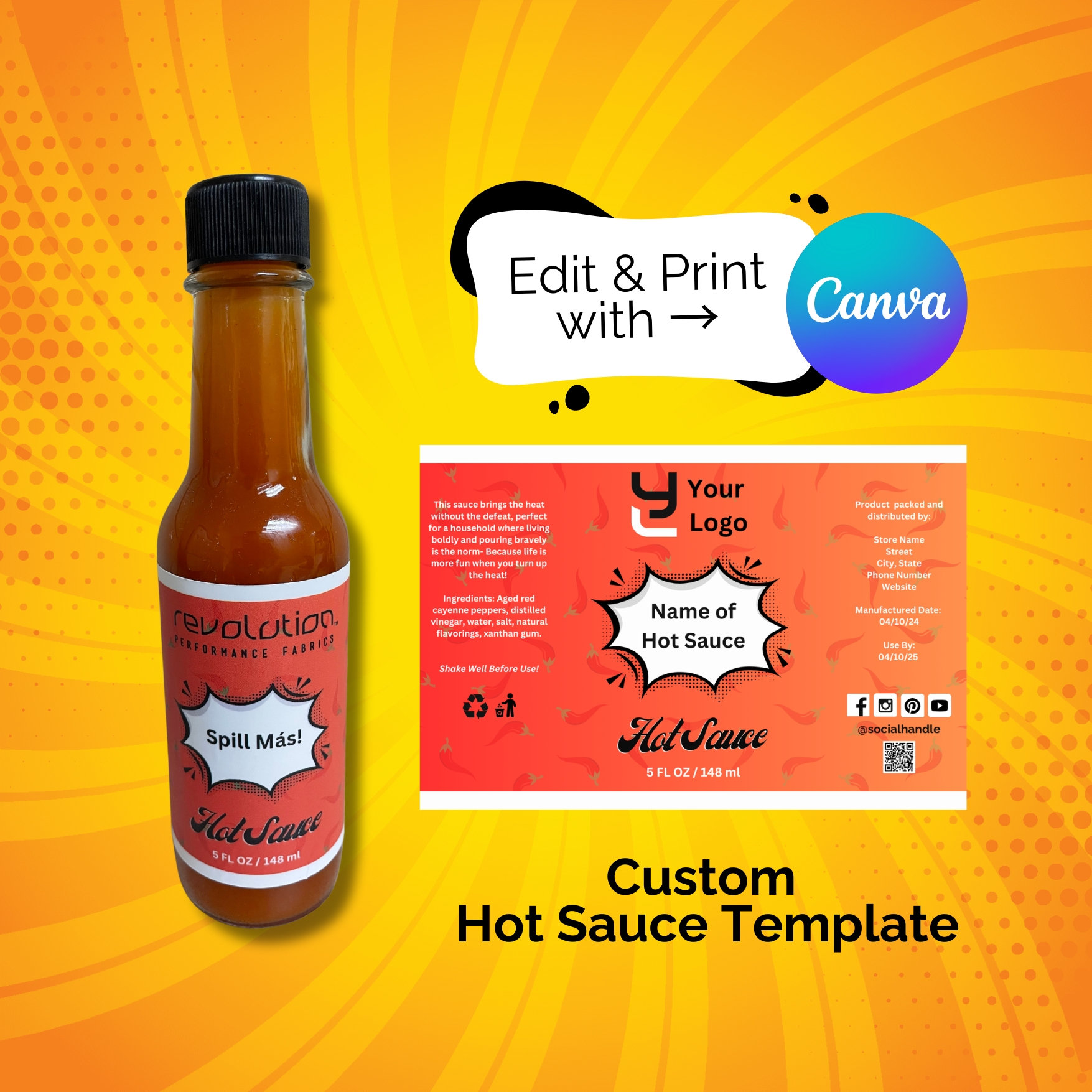 Editable Hot Sauce Label, Printable Hot Sauce Bottle Label, Hot Sauce ... Editable Hot Sauce Label, Printable Hot Sauce Bottle Label, Hot Sauce ...