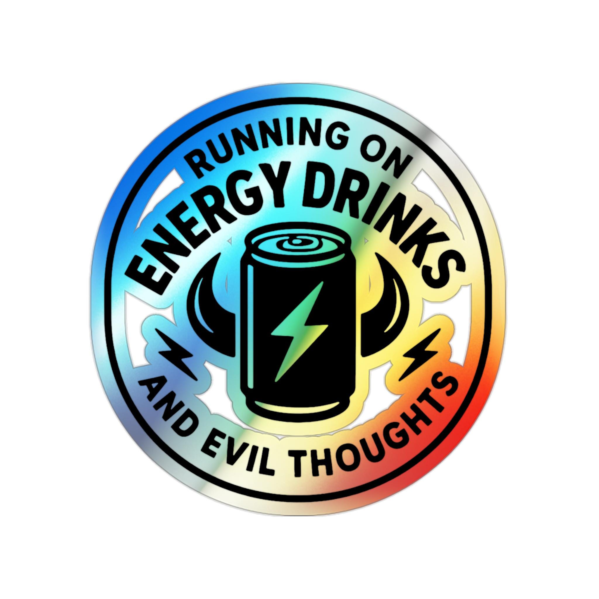 Holographic Energy Drink & Evil Thoughts Die-cut Stickers, Fun ...