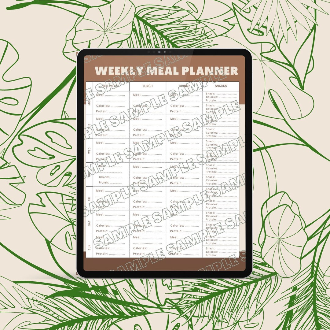 Weekly Meal Planner Printable, Meal Tracker, Food Diary [digital ...
