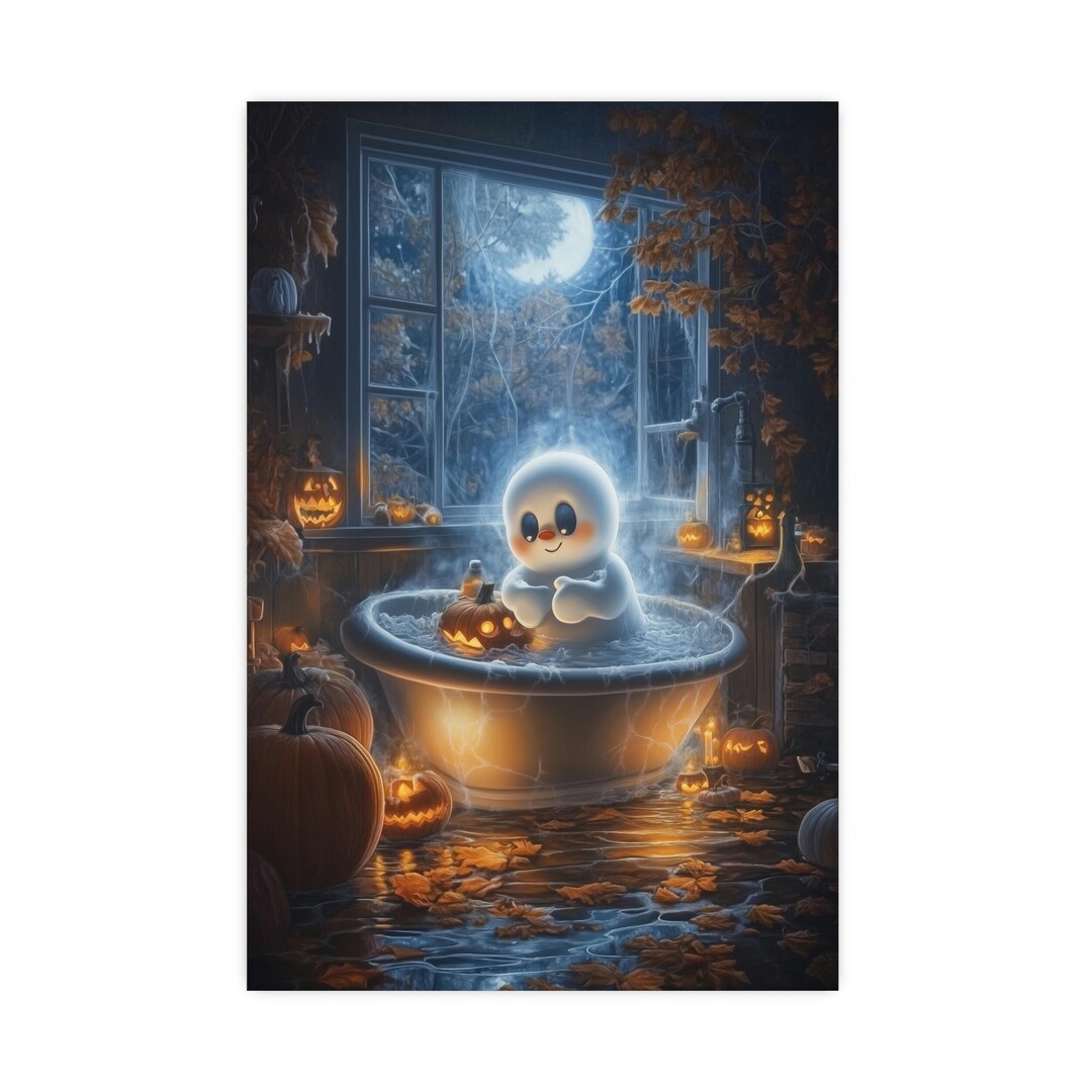Spooktacular Ghostly Bath Scene Adorable Halloween Edition Vertical Matte Poster - Etsy