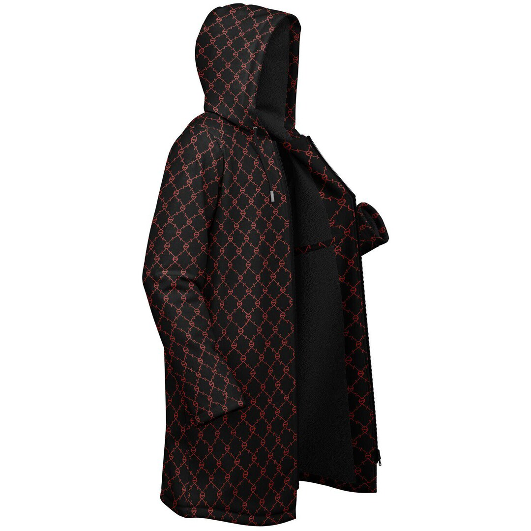 Luxury Red Black Chain Pattern Zipper Cloak – Designer-inspired ...
